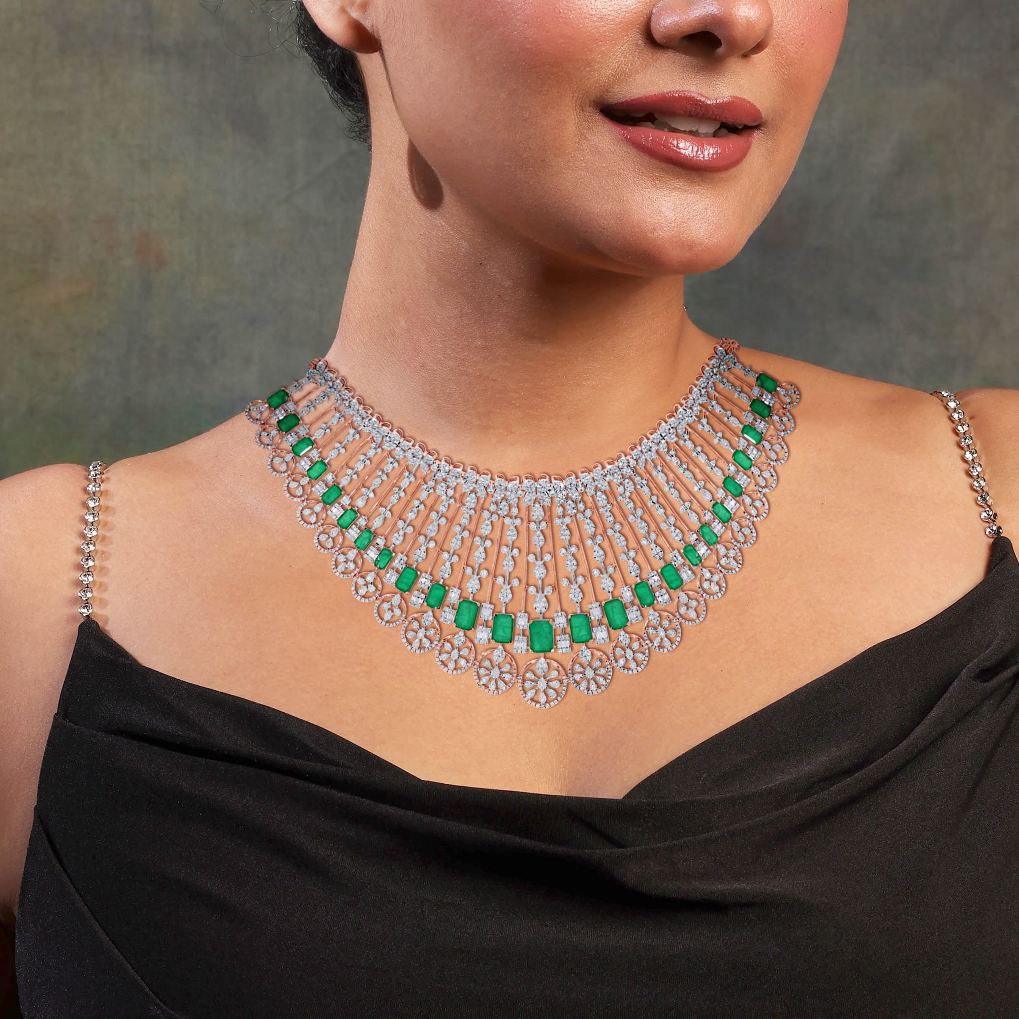 Emerald diamond necklace tanishq store
